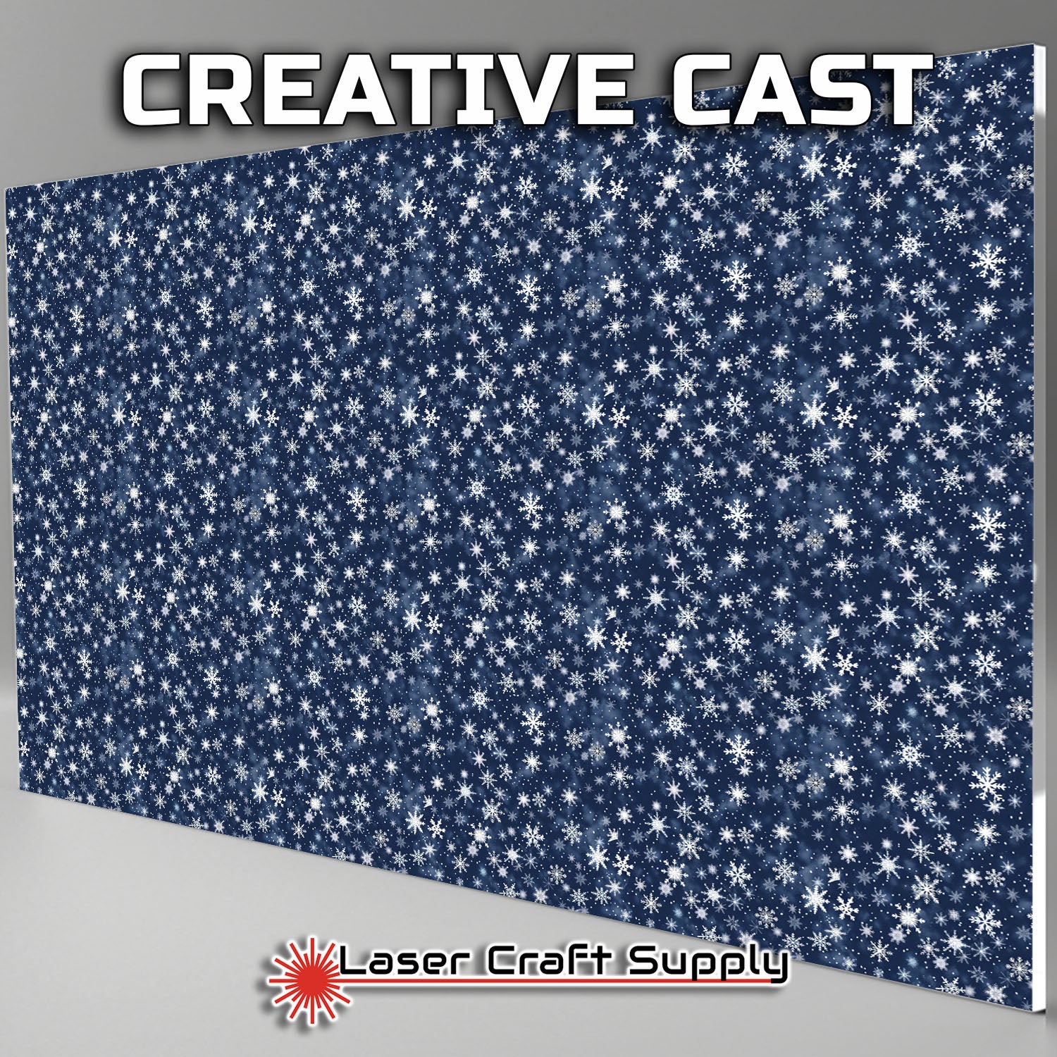 Creative Cast Acrylics - White Snowflakes on Blue – Laser Craft Supply